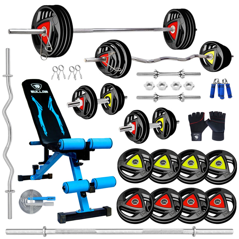 3-Cut Professional Home Gym Set with Multipurpose Bench Combo with Sta ...