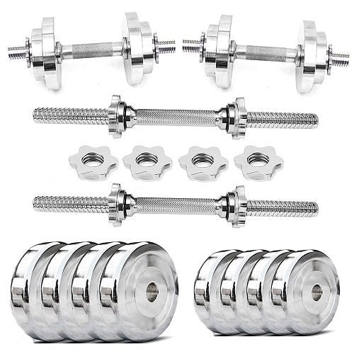 Adjustable Steel Dumbbell Set with Weight Plates & Star Nut Dumbbell R ...