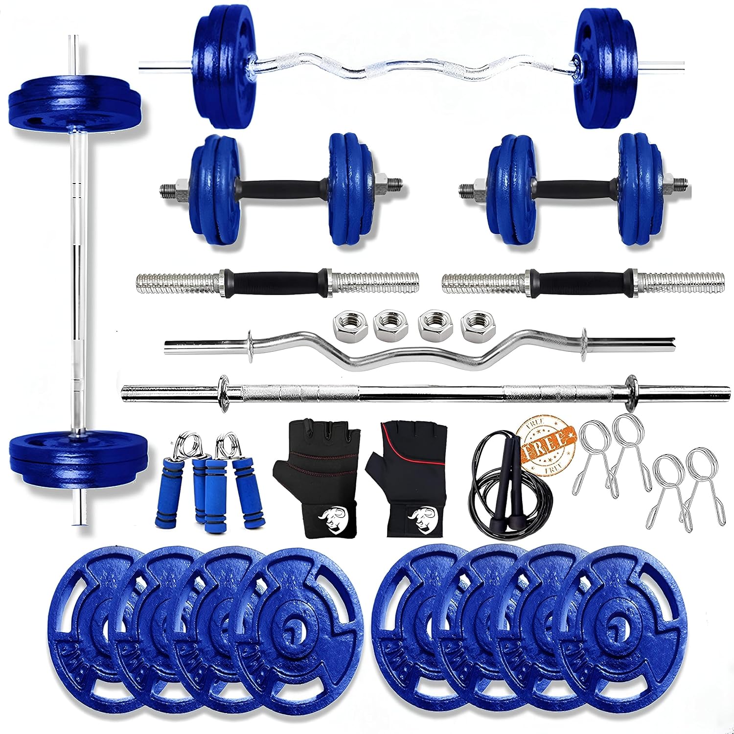 Cast Iron Home Gym Set Combo with Solid Dumbbell Rods – Bullar Fitness