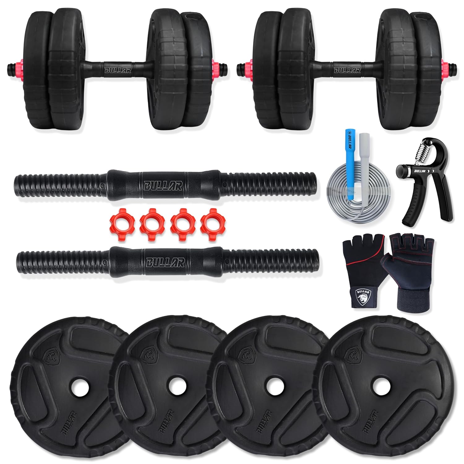 Premium PVC 2.0 Adjustable Dumbbells Set with Accessories For Daily Wo ...