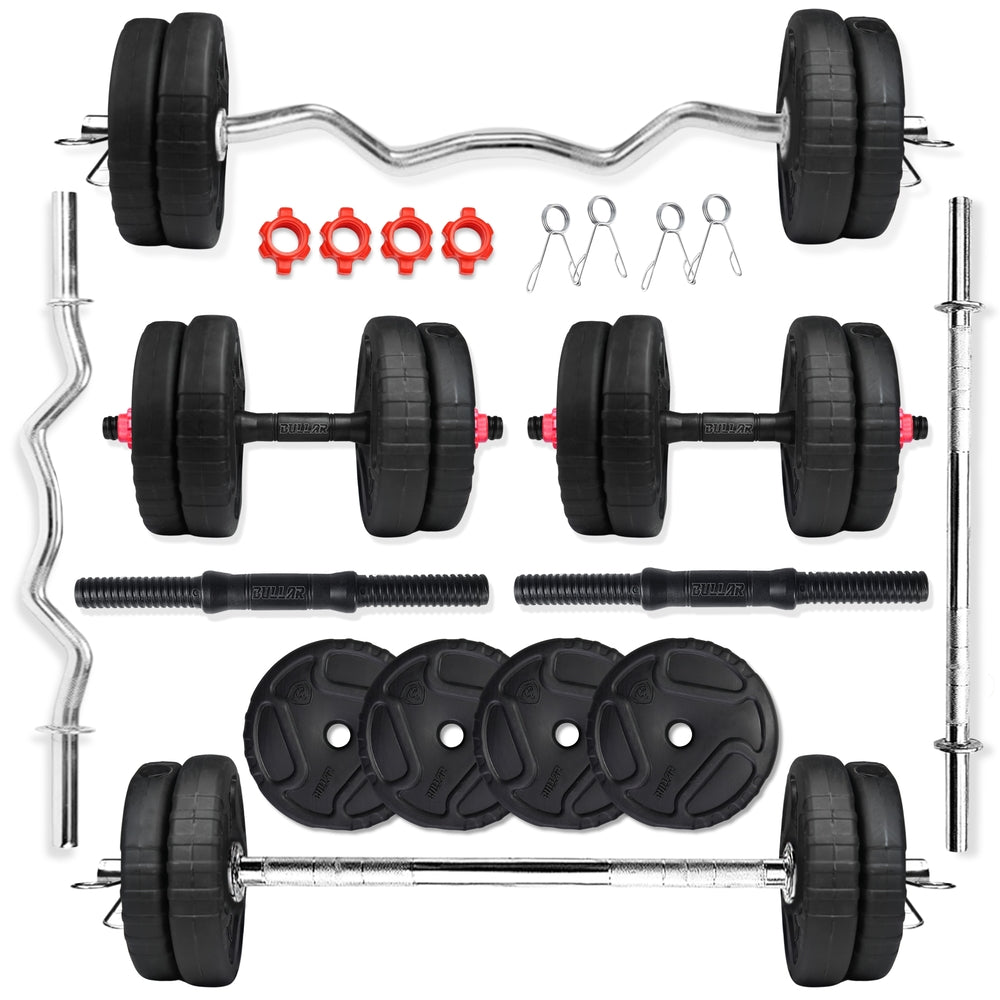 Premium PVC 2.0 Adjustable Home Gym Set Combo with 3 Ft. Curl/Straight ...